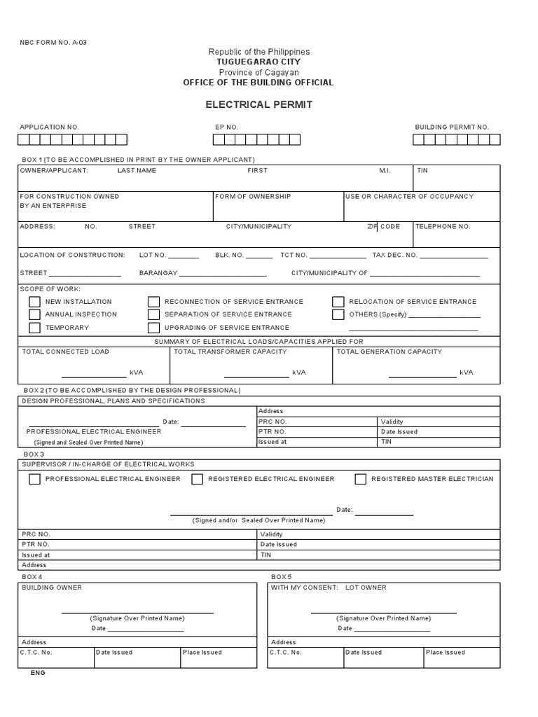 Tuguegarao City Electrical Permit Application | PDF | Technology ...