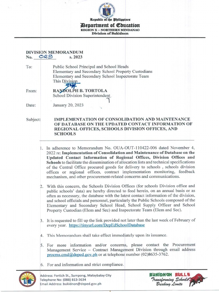 DM No. 025 S. 2023 | PDF