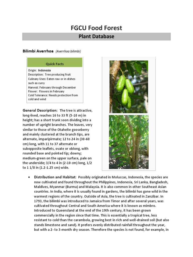 BilimbiAverrhoa ADA | PDF | Food Ingredients | Plants
