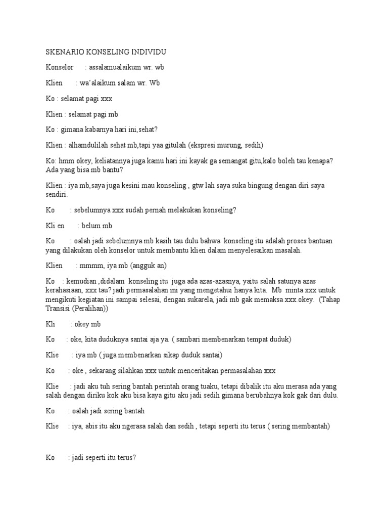 Skenario Konseling Individu | PDF