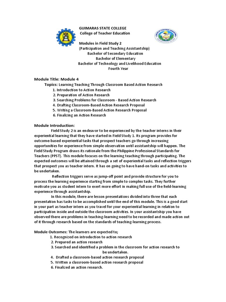 Field Study 2 - Modules 4 | PDF | Learning | Teachers