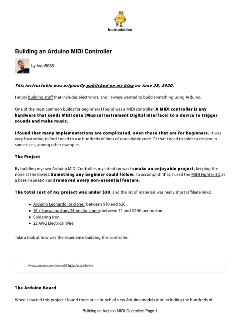 Building An Arduino Midi Controller Download Free Pdf Arduino Usb 8968