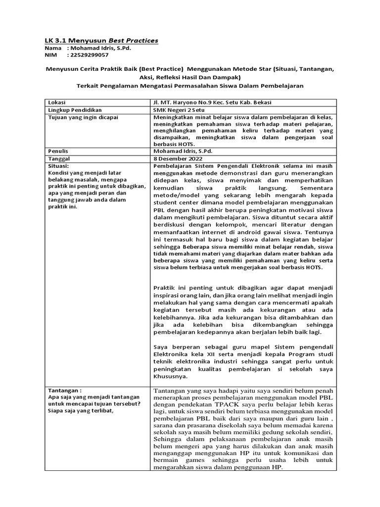 Contoh LK 3.1 TE | PDF