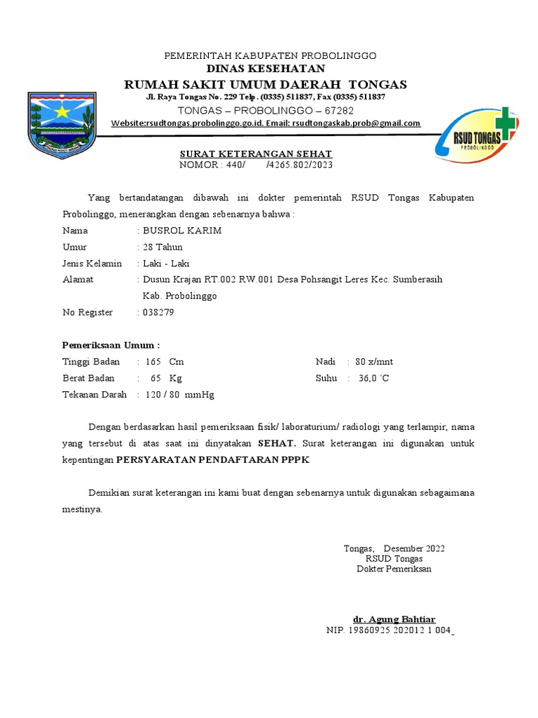 Surat Sehat PPPK | PDF