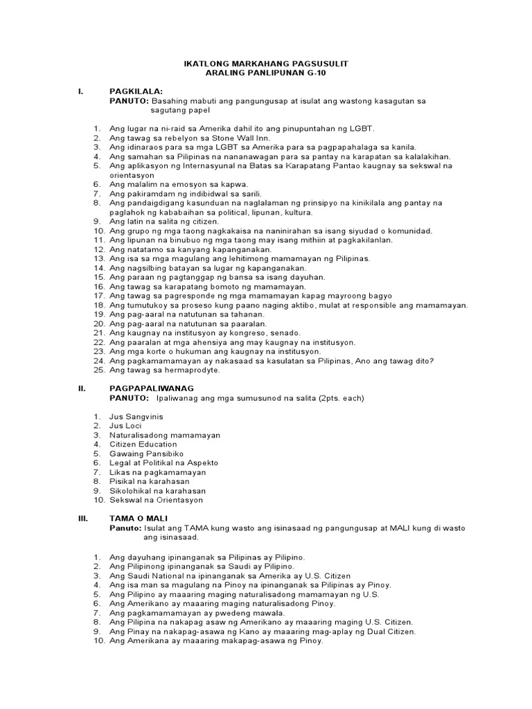 3rd Qtr Exam Ap10 Pdf