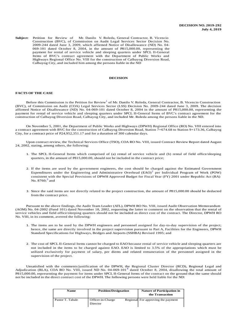 Coa Decision 2019 292 | PDF | Legal Liability | Payments