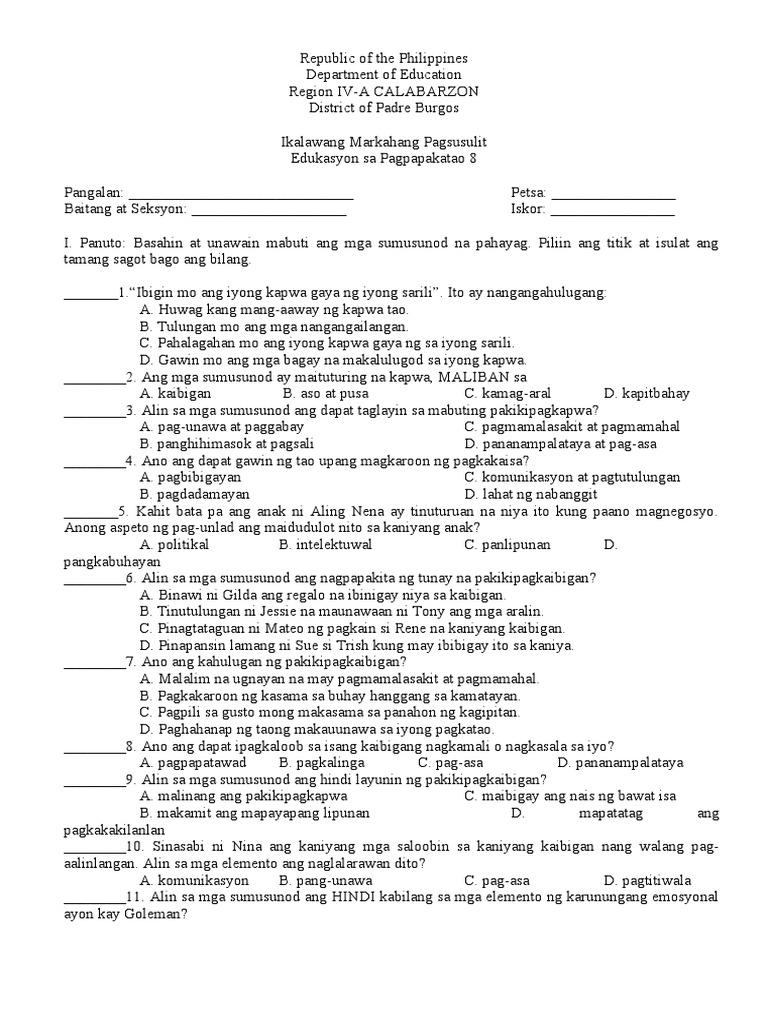 Second Quarter Esp 8 | PDF