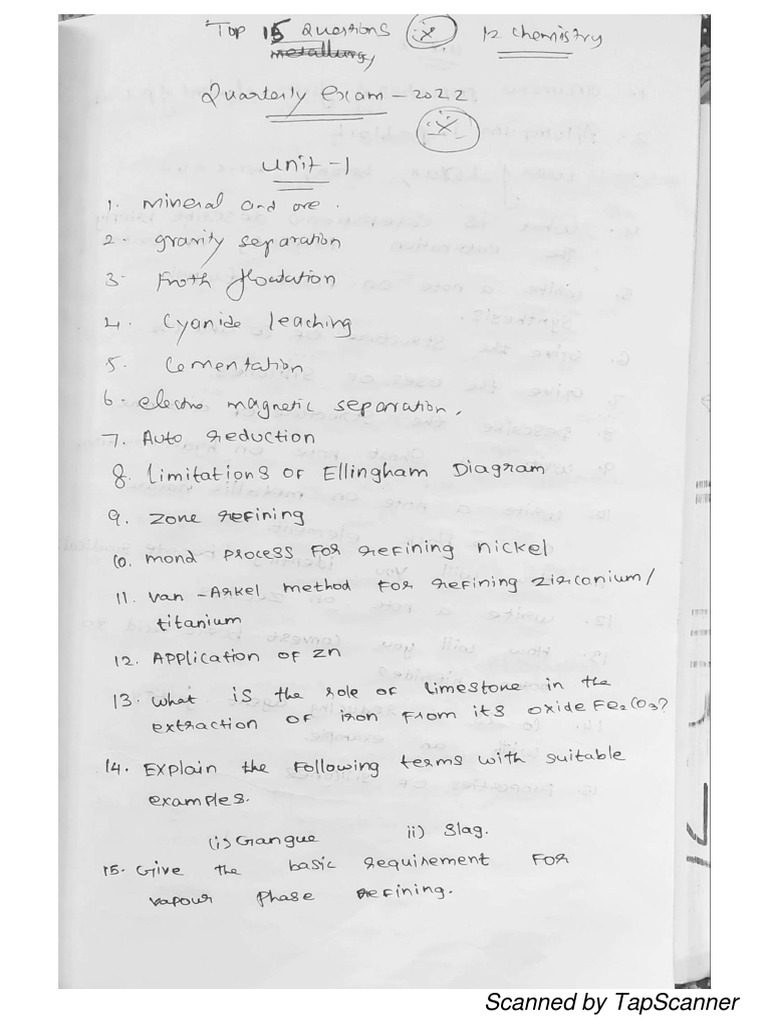 12th Chemistry Important Questions | PDF