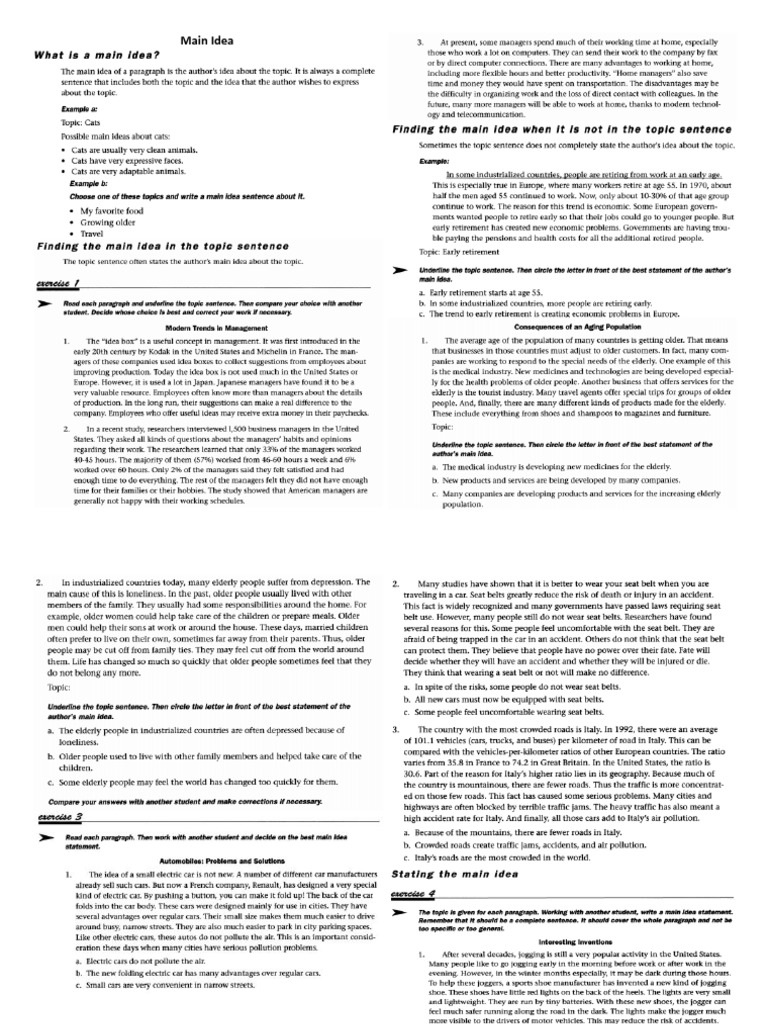 Main Ideas in Reading Comprehension | PDF | Salary | Body Image