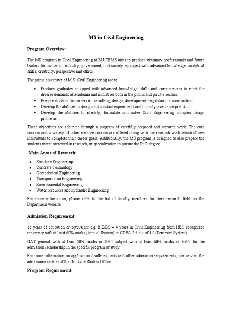 MS Civil Engineering | PDF | Engineering | Civil Engineering