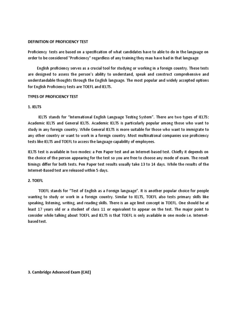 Proficiency Test | PDF | Test Of English As A Foreign Language ...