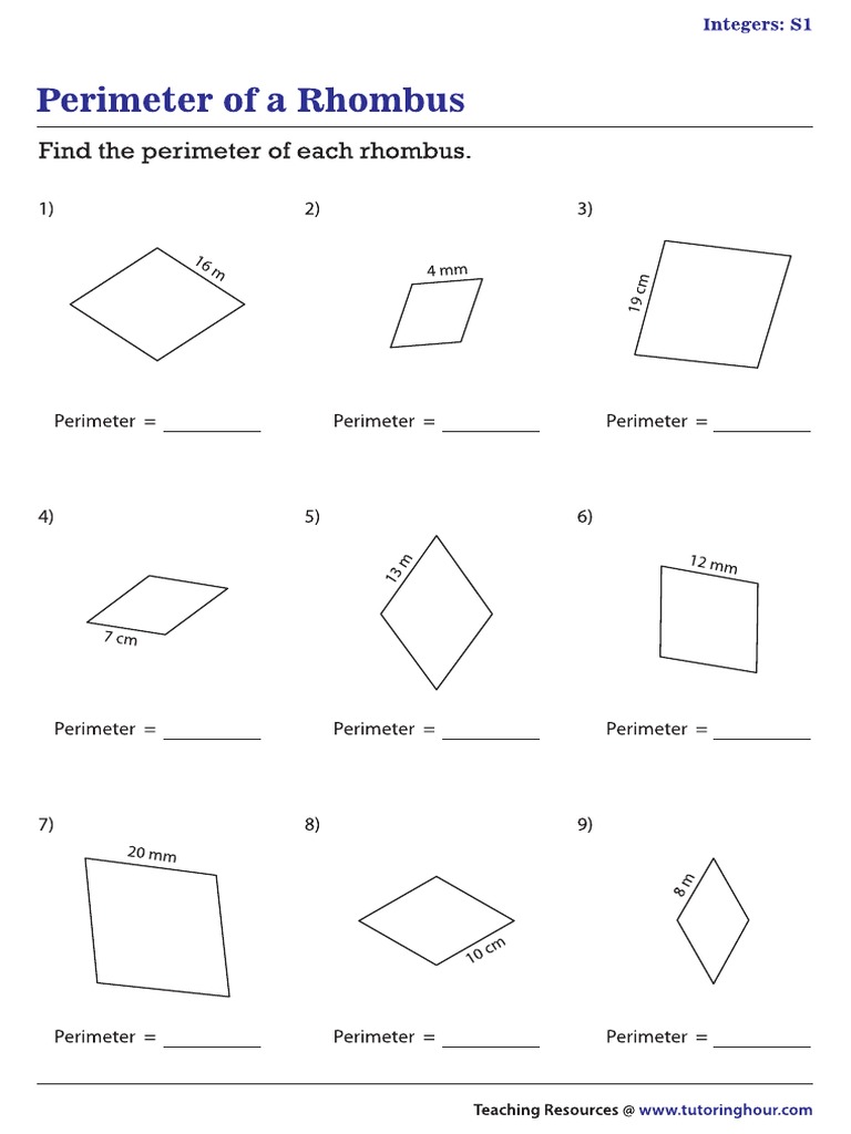 Perimeter of Rhombus | PDF
