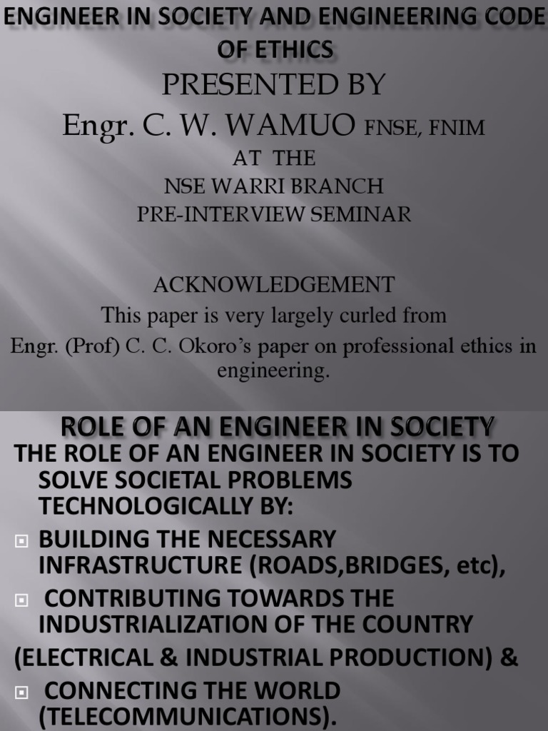 Engineer in Society and Engineering Code of Ethics | PDF | Profession ...