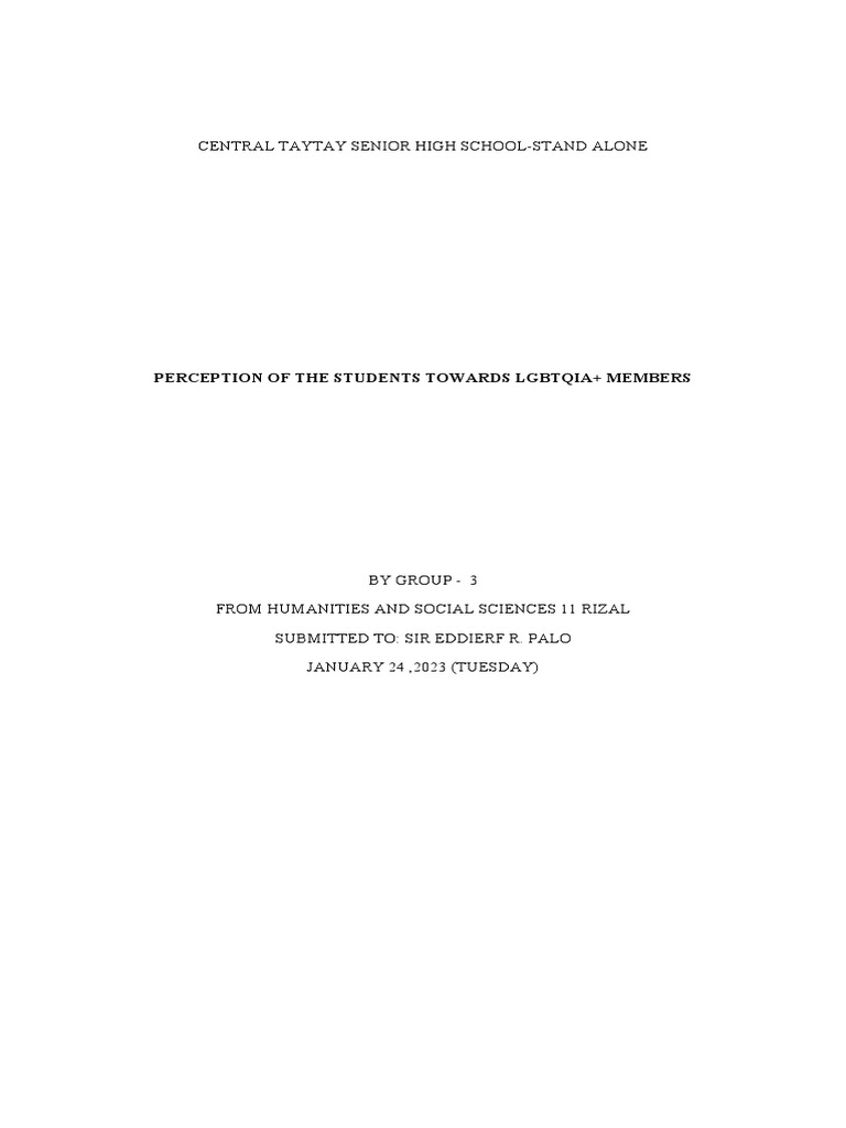 Perception of The Students Towards LGBTQIA+ | PDF | LGBTQIA+ Studies | Lgbt