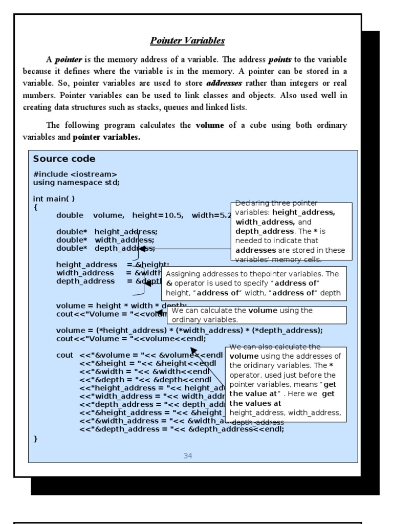 Pointer Variables Source Code Pdf Pointer Computer Programming 6154