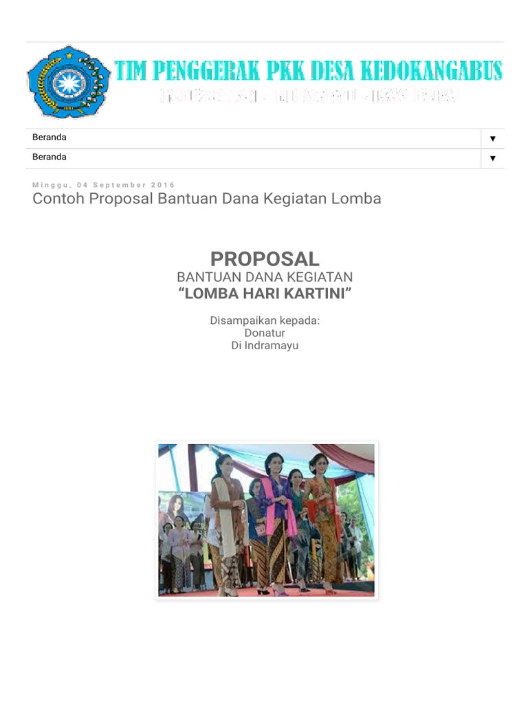 TP. PKK DESA KEDOKANGABUS - Contoh Proposal Bantuan Dana Kegiatan Lomba ...