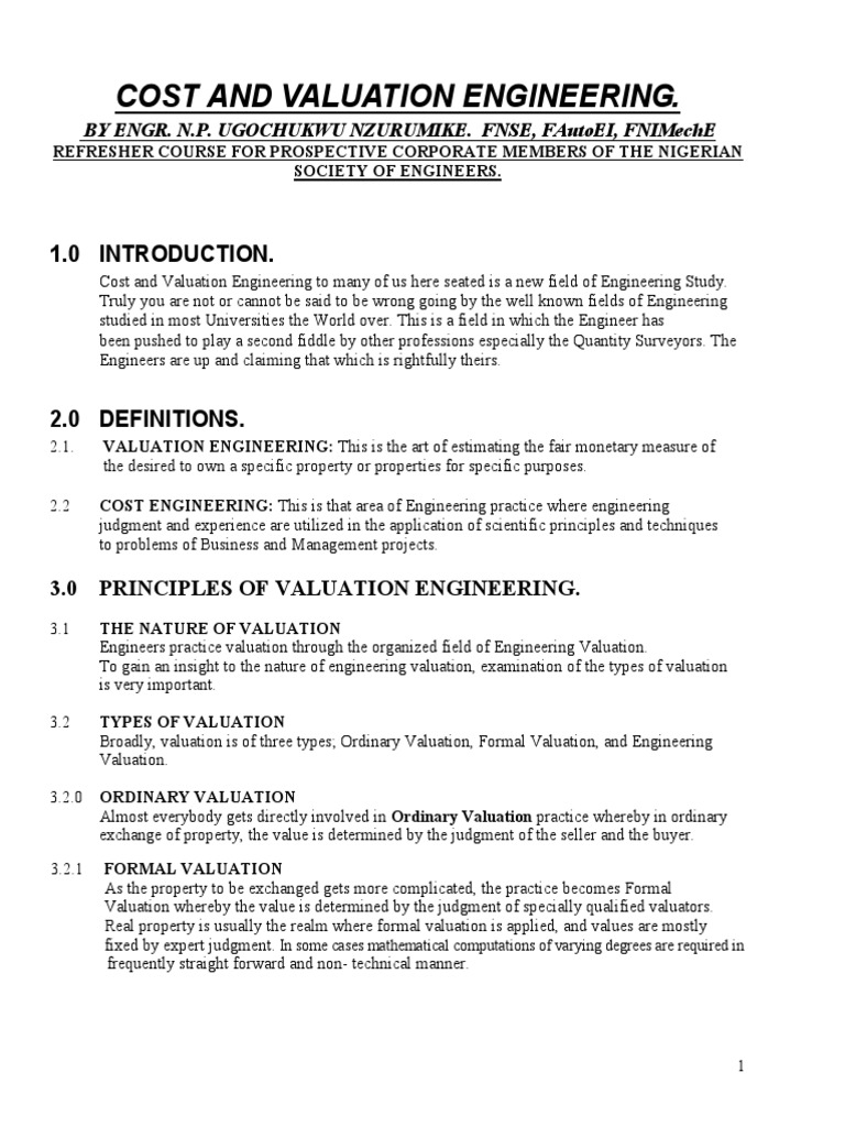 Engineering Cost and Valuation | Download Free PDF | Valuation (Finance ...