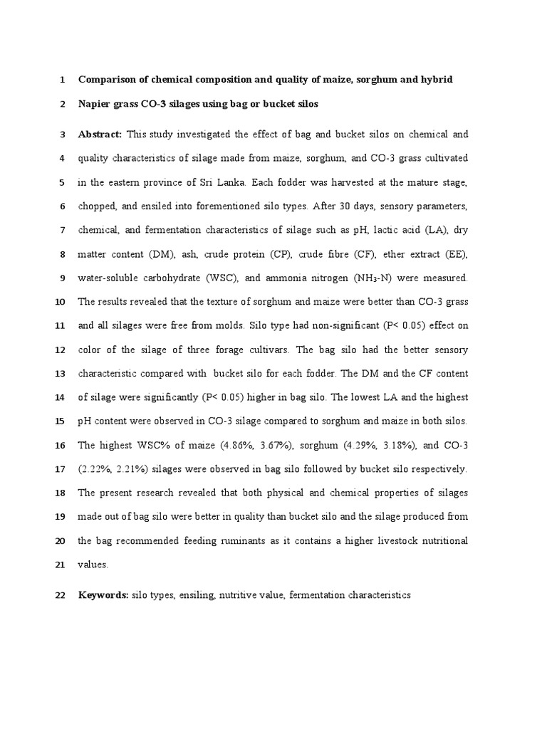 Silage Quality in Bag vs. Bucket Silos | PDF | Maize | Agriculture