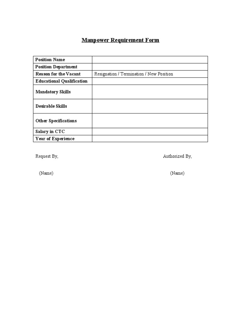 Manpower Requirement Form | PDF