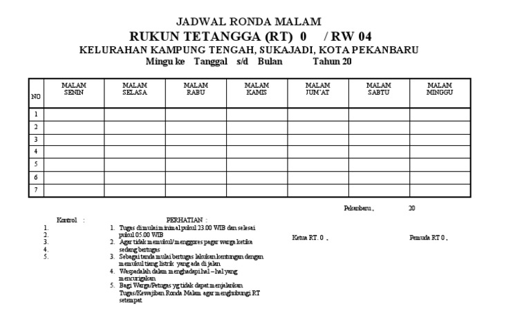 JADWAL-RONDA Mingguan | PDF