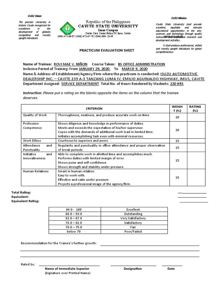 Evaluation Form | PDF | Cognition