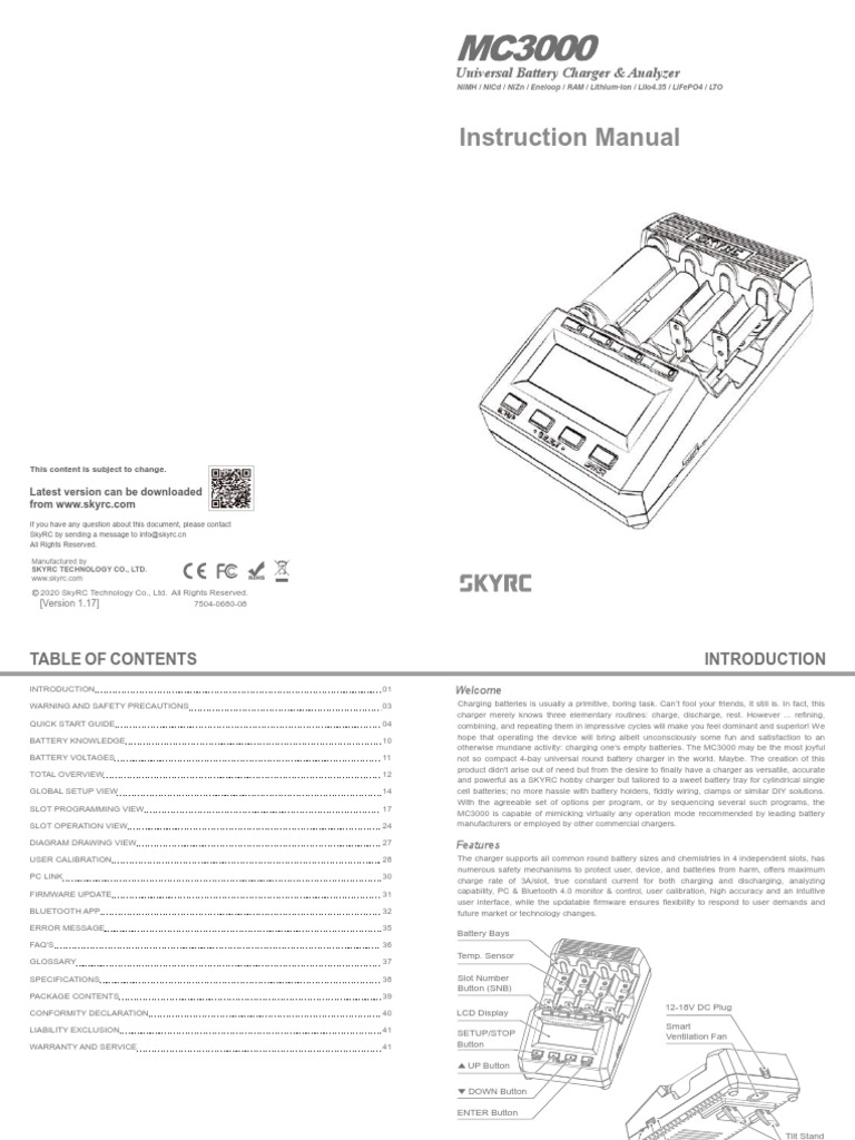 MC3000 Instruction Manual V1.17 | PDF | Rechargeable Battery | Battery ...
