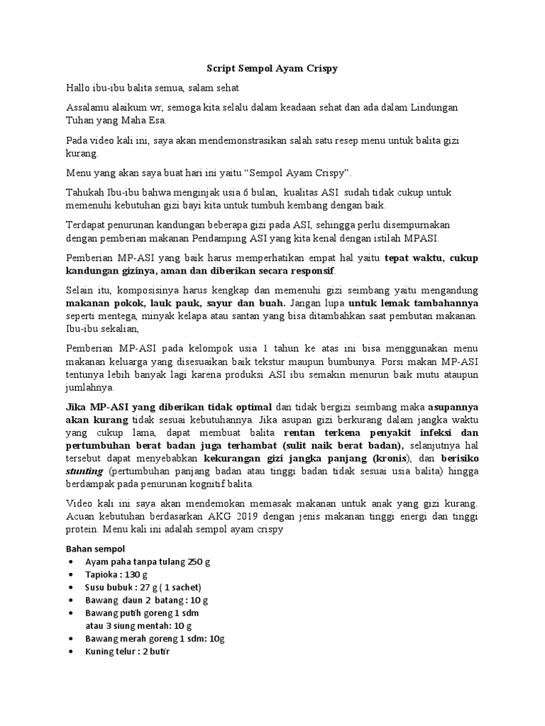 Script Sempol Ayam Crispy | PDF