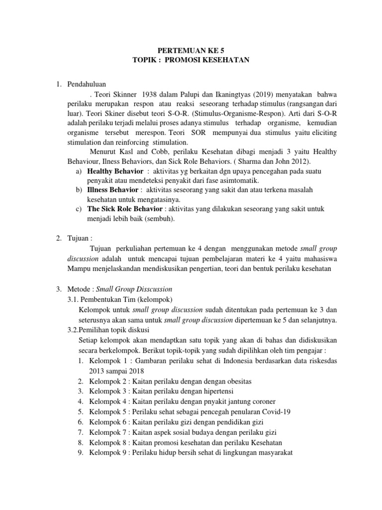 Panduan Tugas Small Group Discussion Pertemuan 5 | PDF