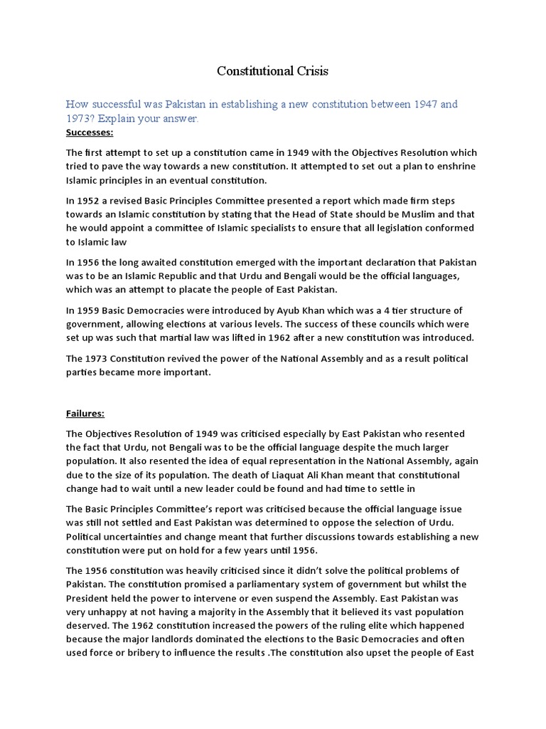 Constitution Crisis | PDF | Pakistan | Government