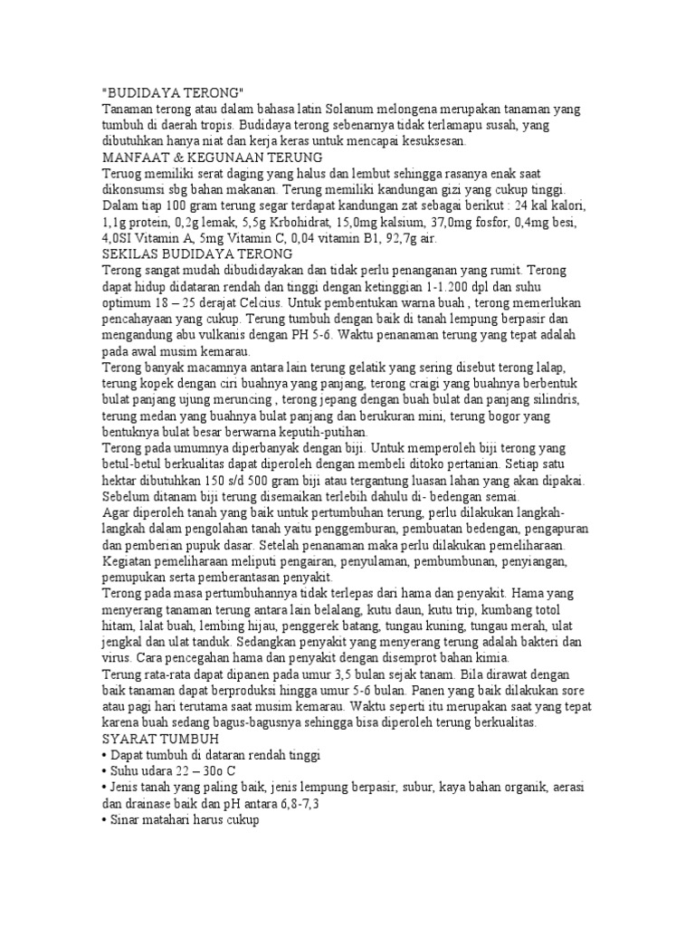 Budidaya Terong | PDF