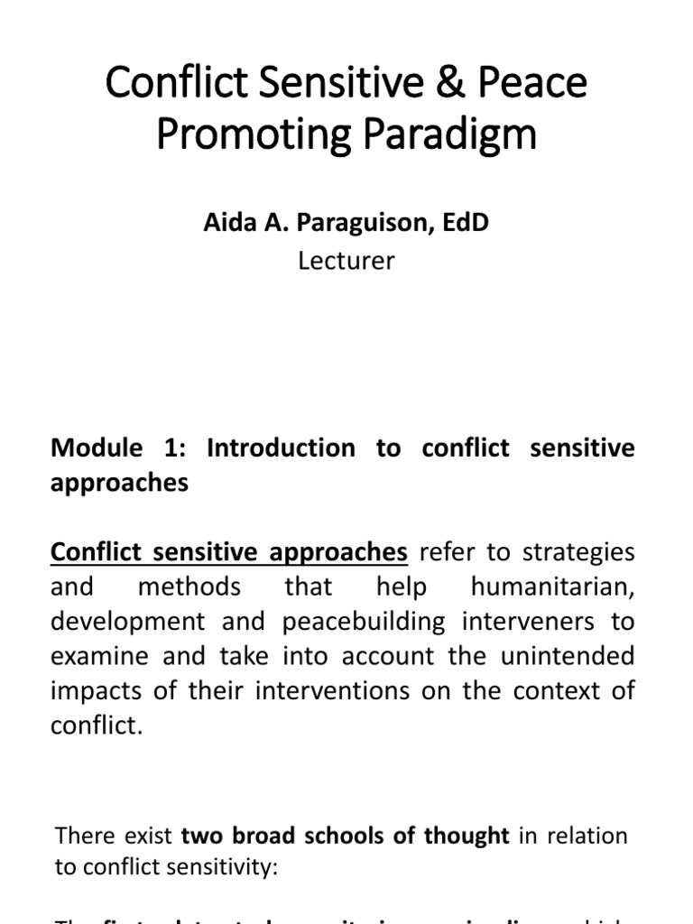 Conflict Sensitive & Peace Promoting Paradigm (SLC) | PDF | Evaluation ...