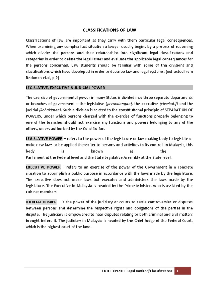 Classifications of Law Explained | PDF | Equity (Law) | Common Law