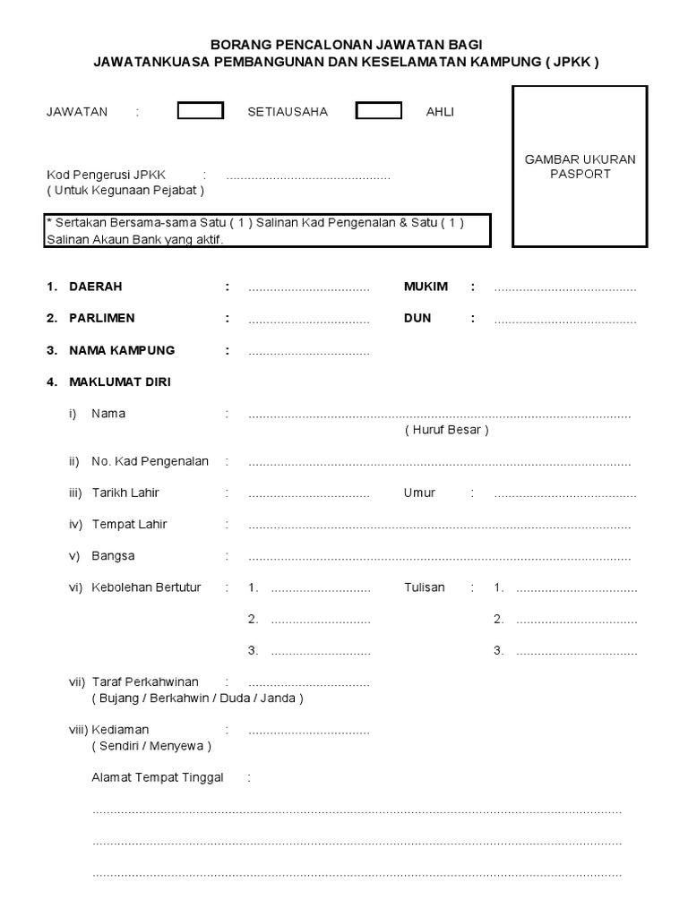Contoh Borang Borang Su & Ajk | PDF