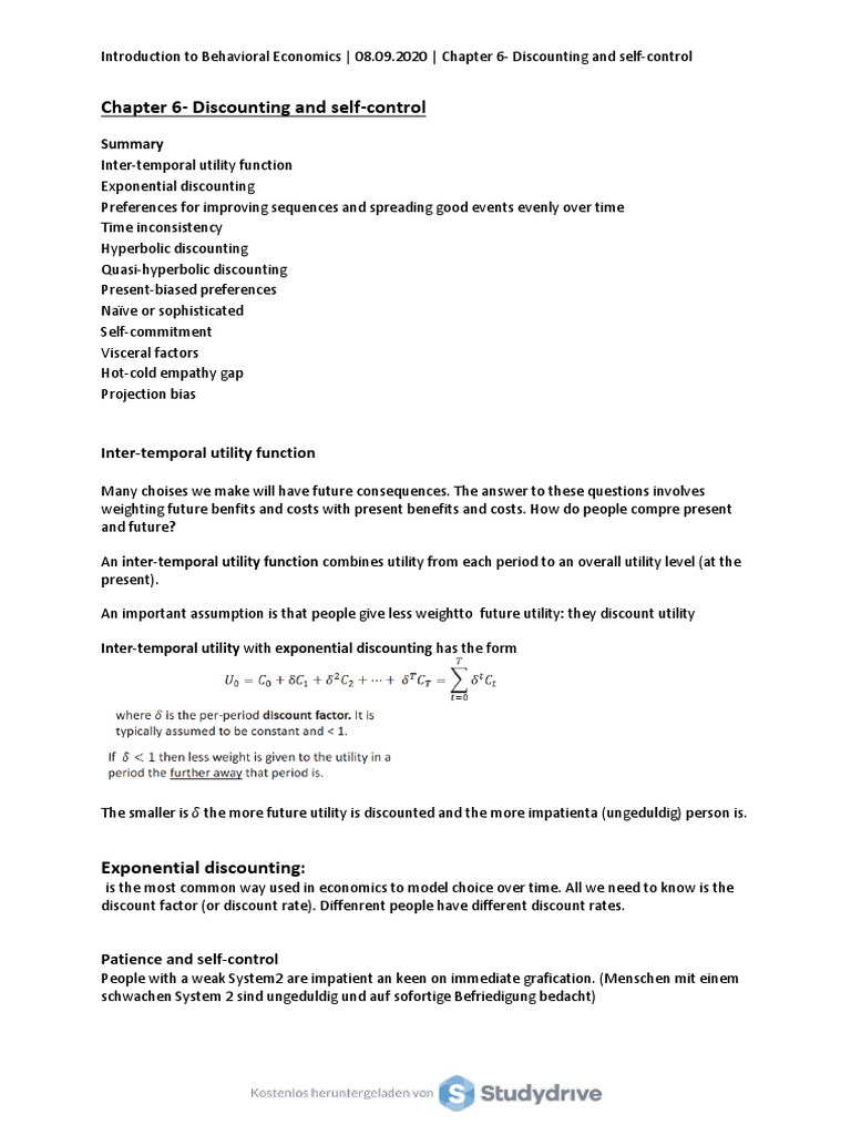 IBE Chapter 6 Discounting and Self-Control | PDF | Social Stigma ...