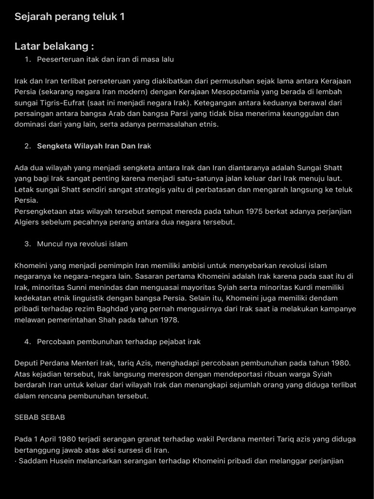 Sejarah Perang Teluk 1 | PDF | Sejarah