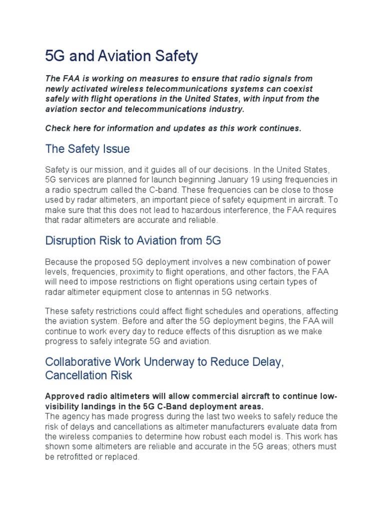 5G and Aviation Safety | PDF | Federal Aviation Administration | Airport