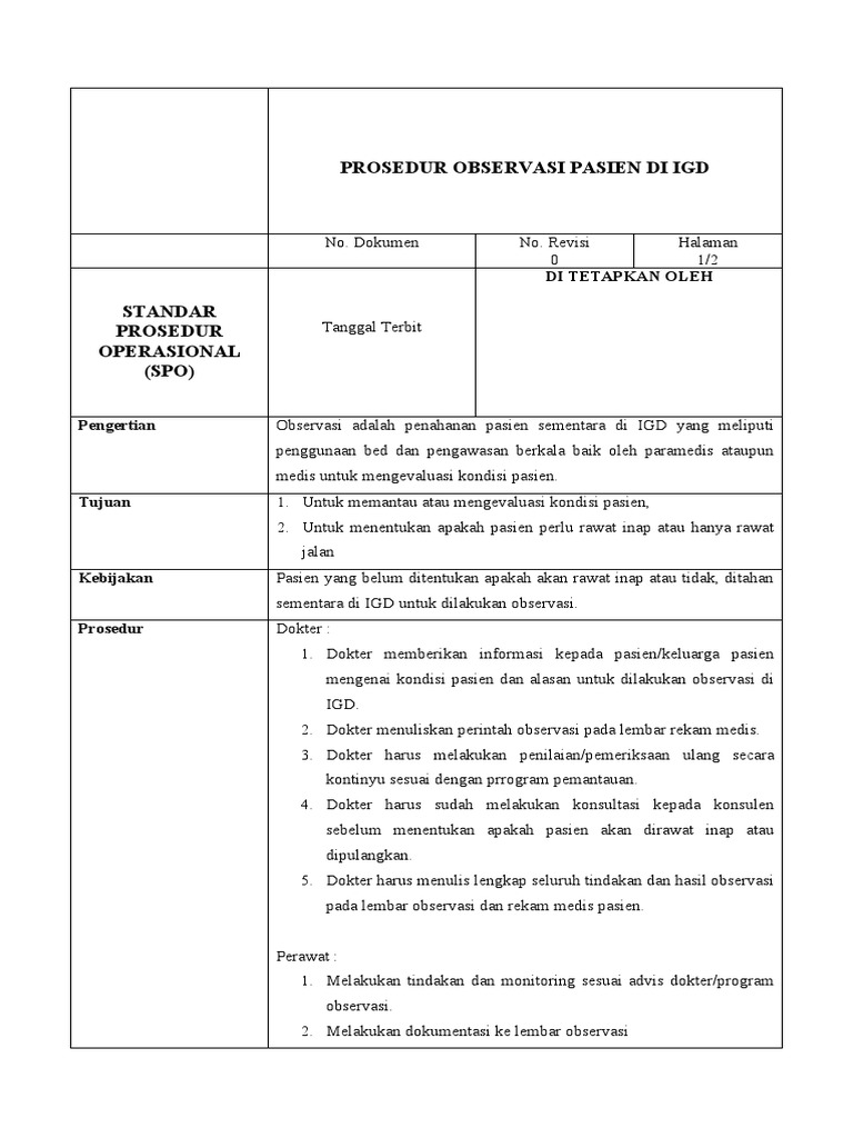 SPO-Observasi Pasien Di IGD | PDF