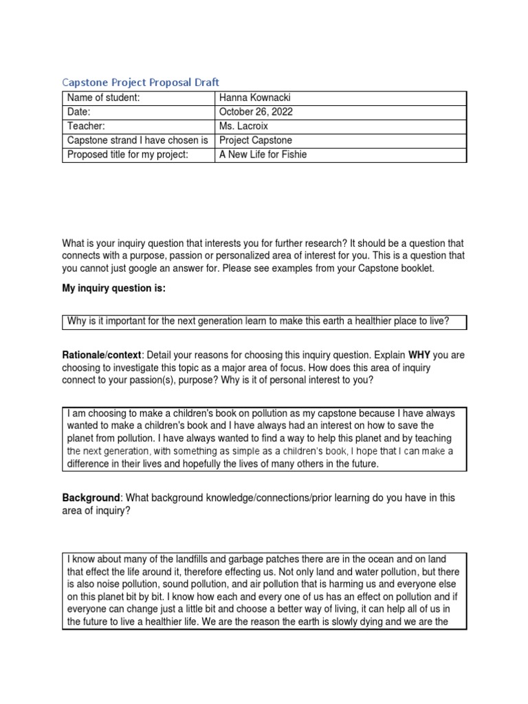 Good Capstone Proposal - Hanna Kownacki | PDF