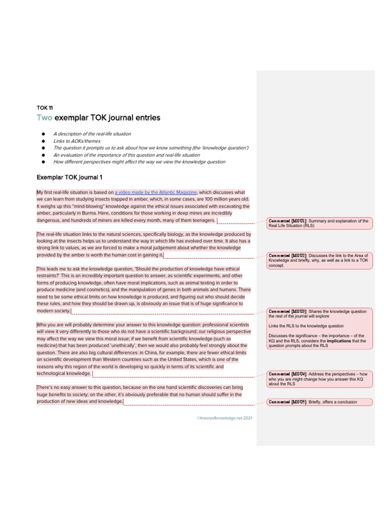 TOK11 TOK Journal Examples | PDF | Knowledge | Science