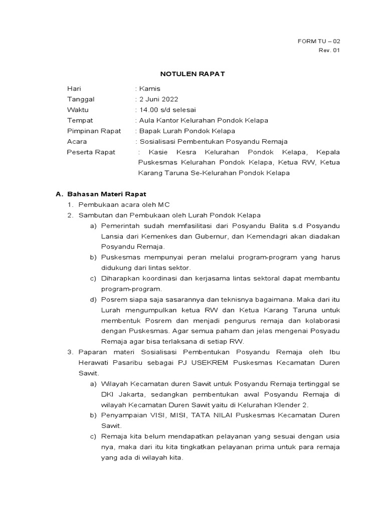 Sosialisasi Pembentukan Posyandu Remaja | PDF | Karier & Perkembangan | Ilmu Sosial