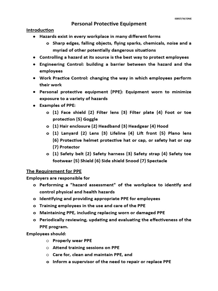 PPE Slides | PDF | Personal Protective Equipment | Safety