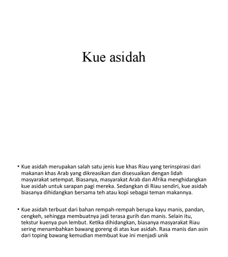 Asal Usul Kue Asidah | PDF Asal Usul Kue Asidah | PDF