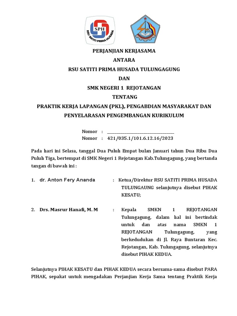 Mou PKL 2023 (Rsu Satiti Prima Husada) | PDF