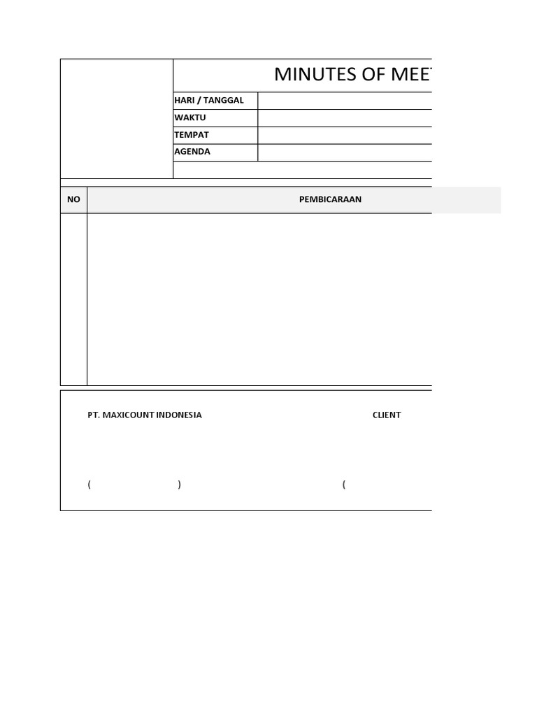 Template Notulen Rapat Maxicount | PDF