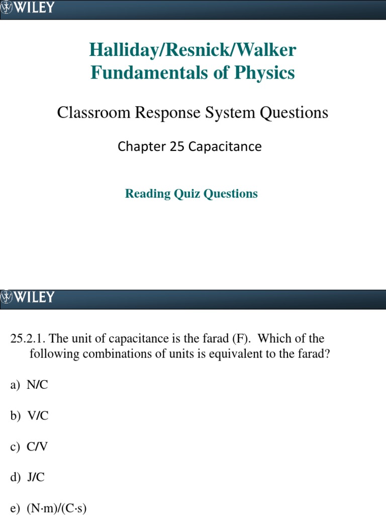 Chapter 25 Capacitance (Practice Questions) | PDF | Capacitance | Capacitor