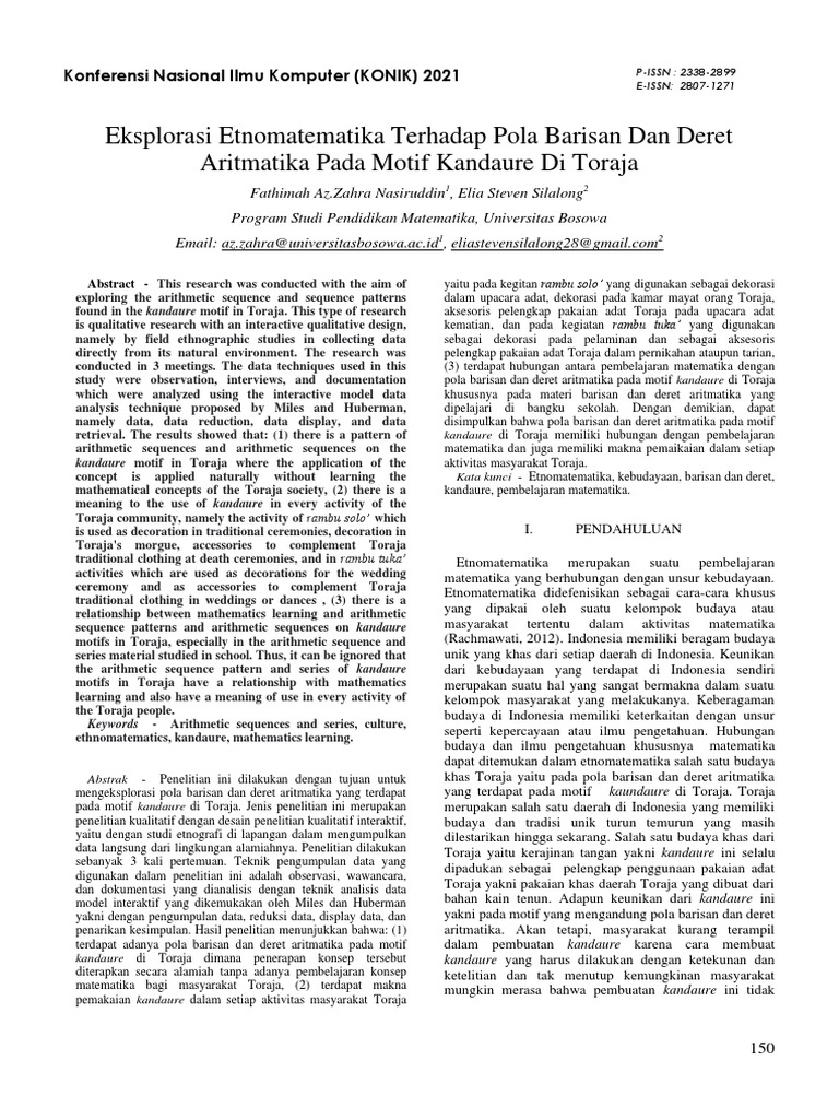 Eksplorasi Etnomatematika Terhadap Pola Barisan Dan Deret Aritmatika ...