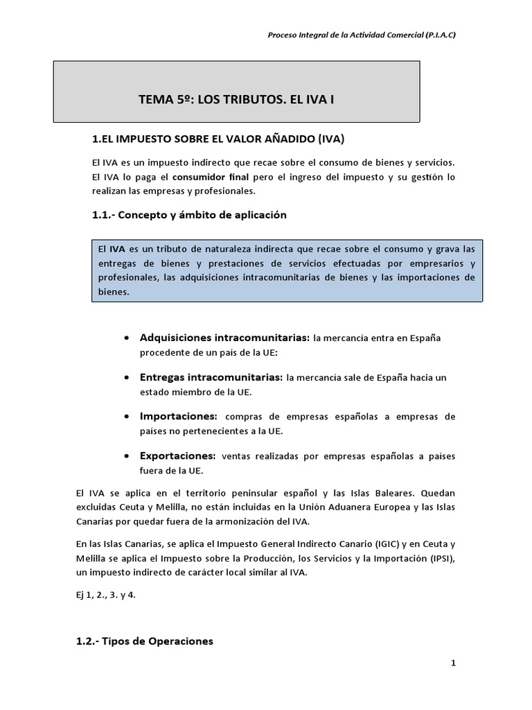 Tema 6. Los Tributos - El Iva | PDF | Impuesto al valor agregado | Impuestos