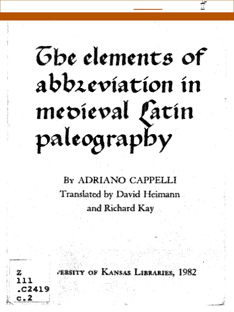 The Elements of Abbreviation in Medieval Latin Paleography | PDF ...