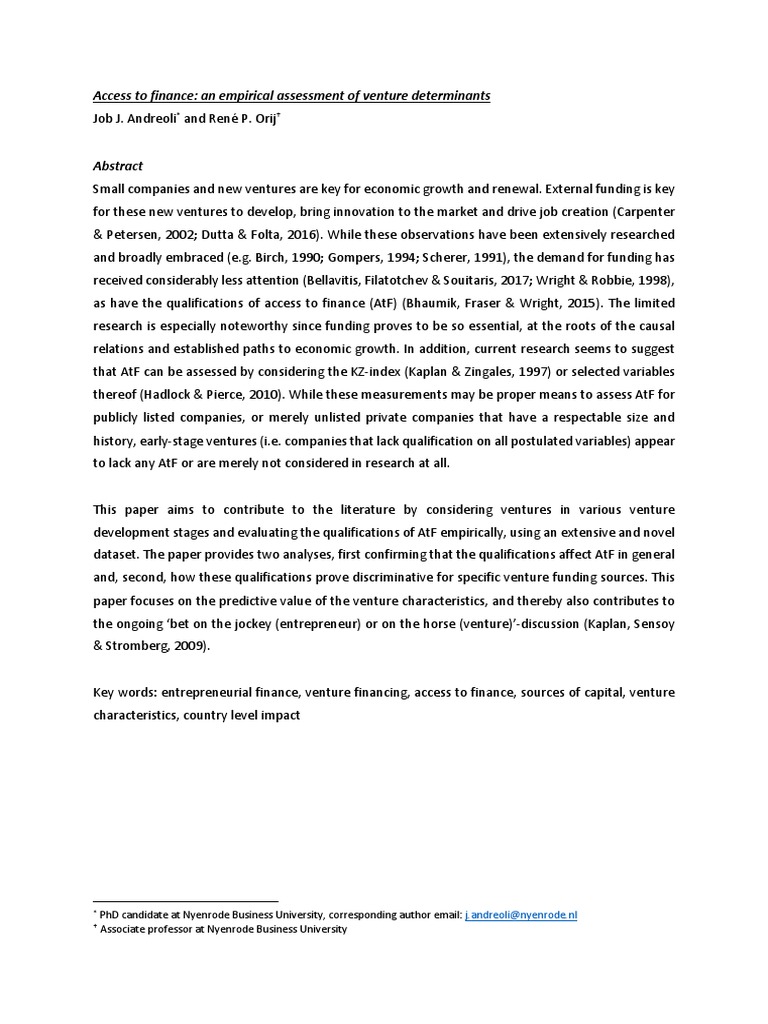 Early-Stage Venture Finance Analysis | PDF | Venture Capital ...