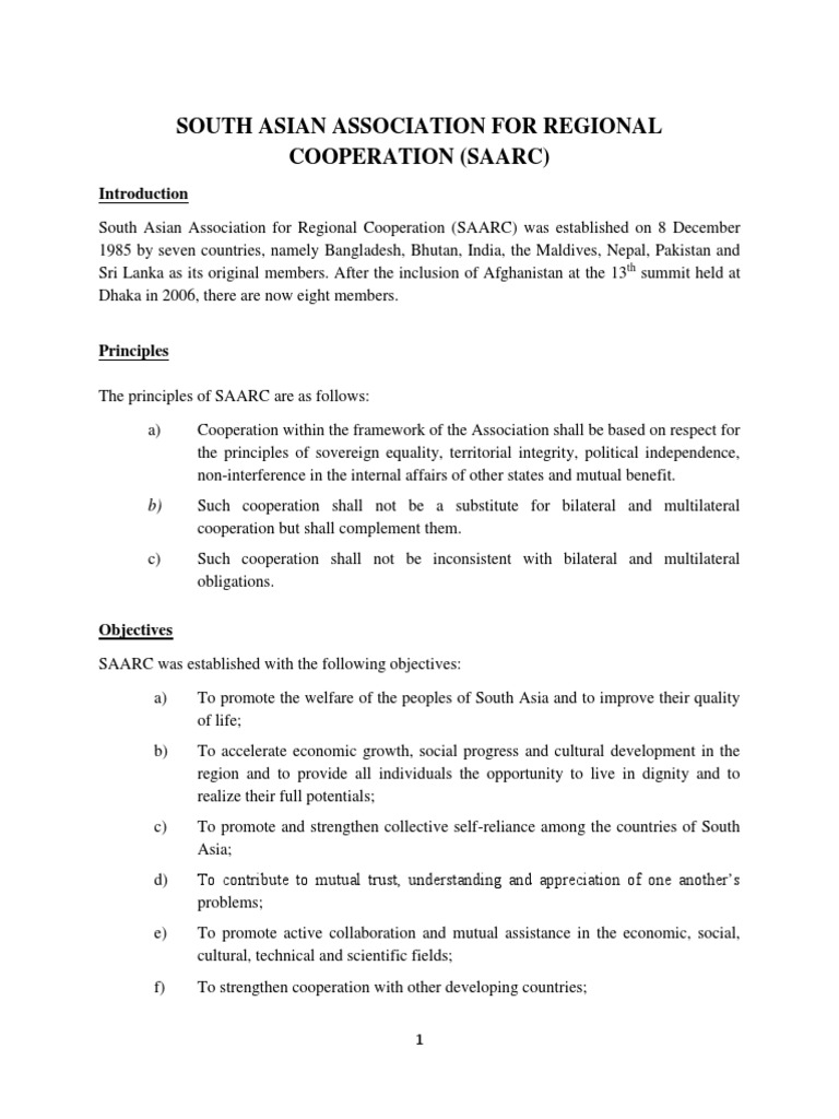 Overview of SAARC Structure and Bodies | PDF | Economies ...